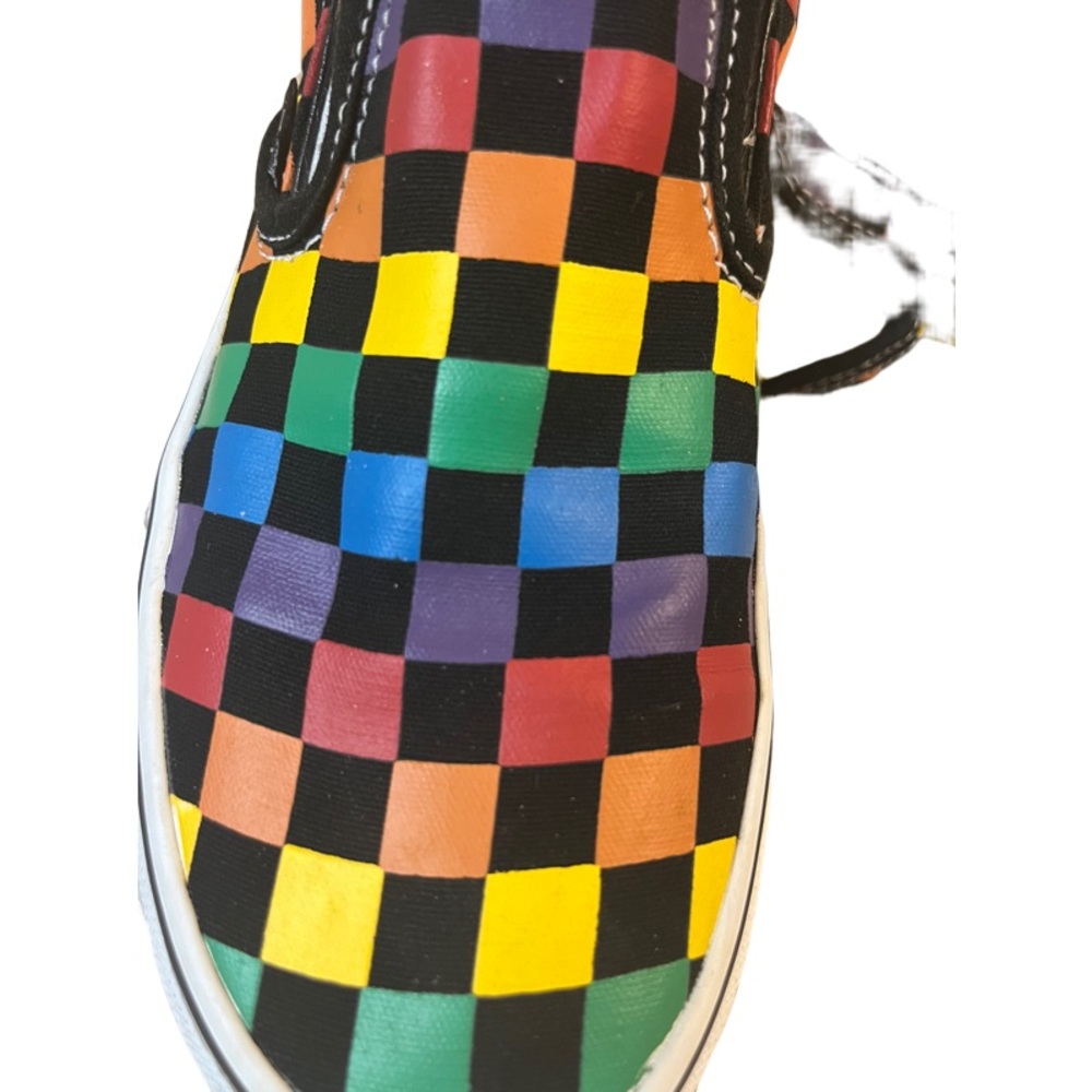 Vans Slip-On Rainbow Checkerboard Skate Shoe - Black … - Gem